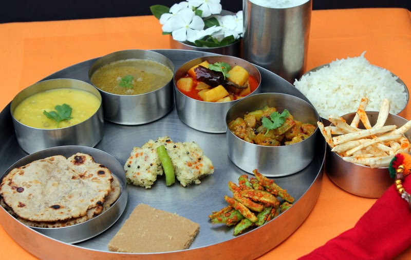 Simple Saurashtra Lunch Thali - Gujarat Special - Ribbons to Pastas