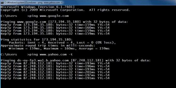 comando de windows ping
