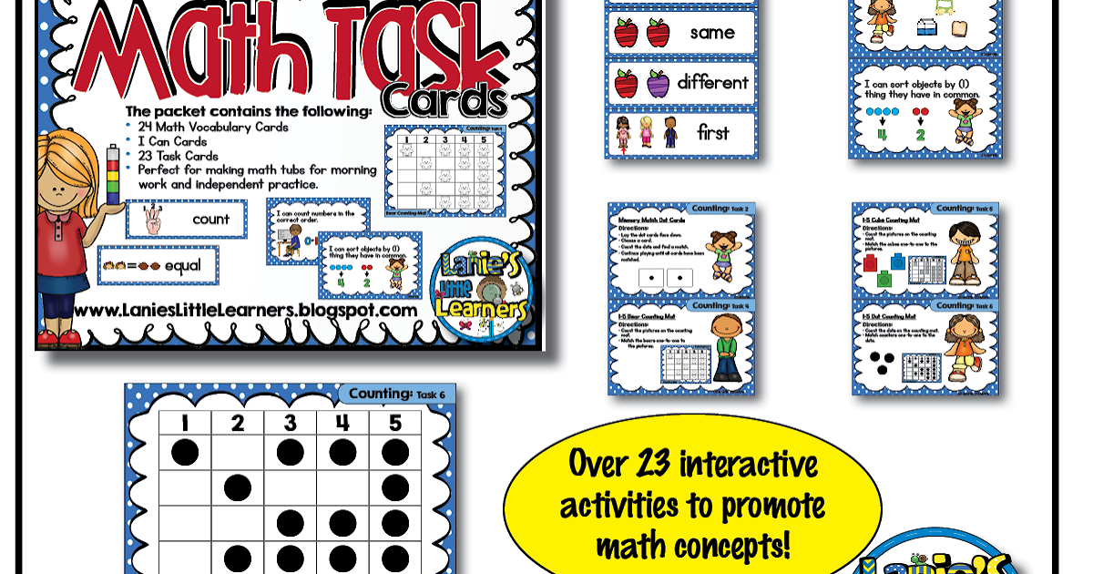 Lanie's Little Learners: Pre-K to K Math Task Cards (Set 1 Printables)
