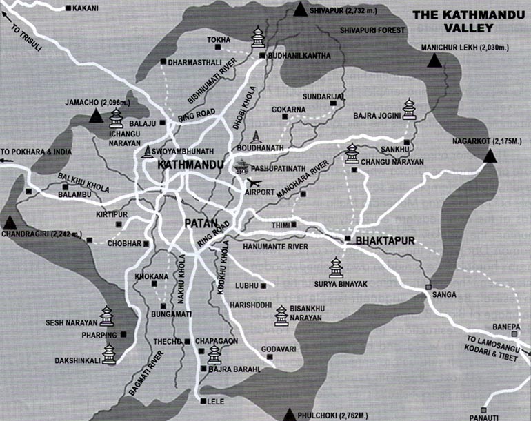 Nepal: The Wounderland: Map of Kathmandu City