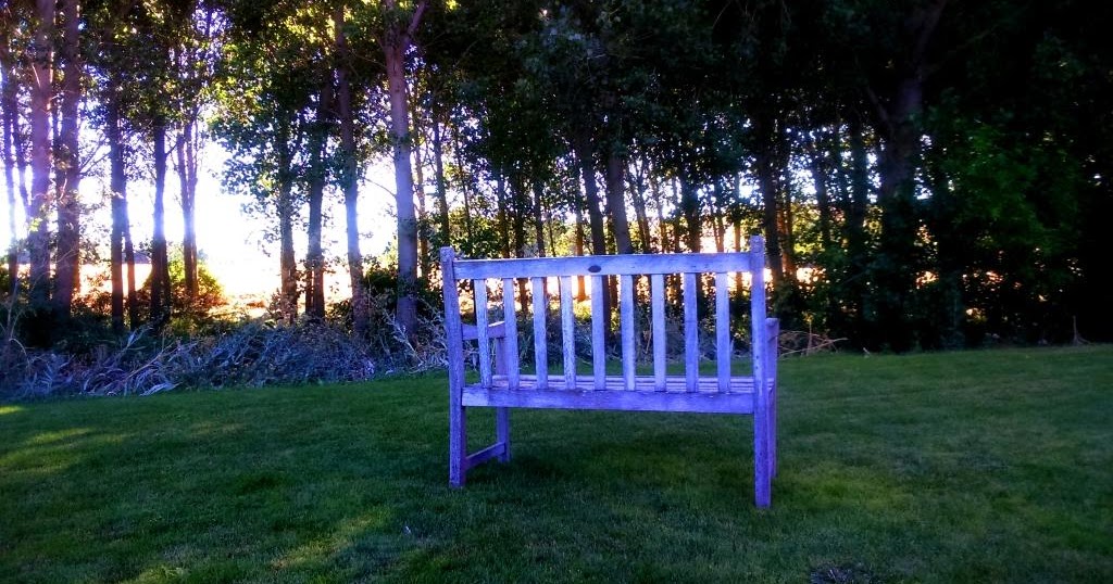 La acequia: Un banco de madera para sentarse a ver cómo atardece