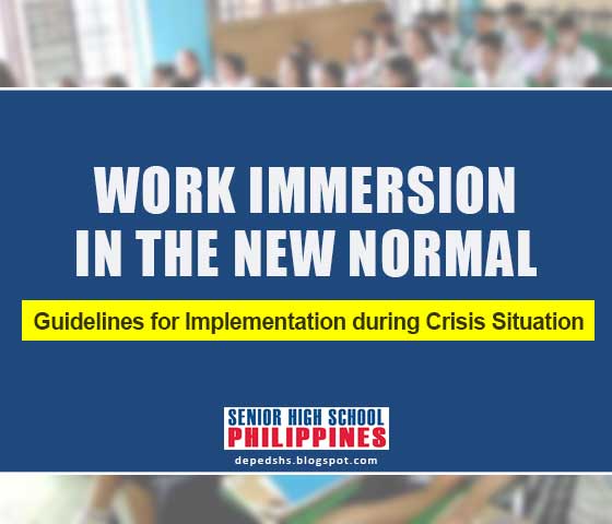 Work Immersion During Crisis Situation (Covid19 Pandemic) - Senior High ...