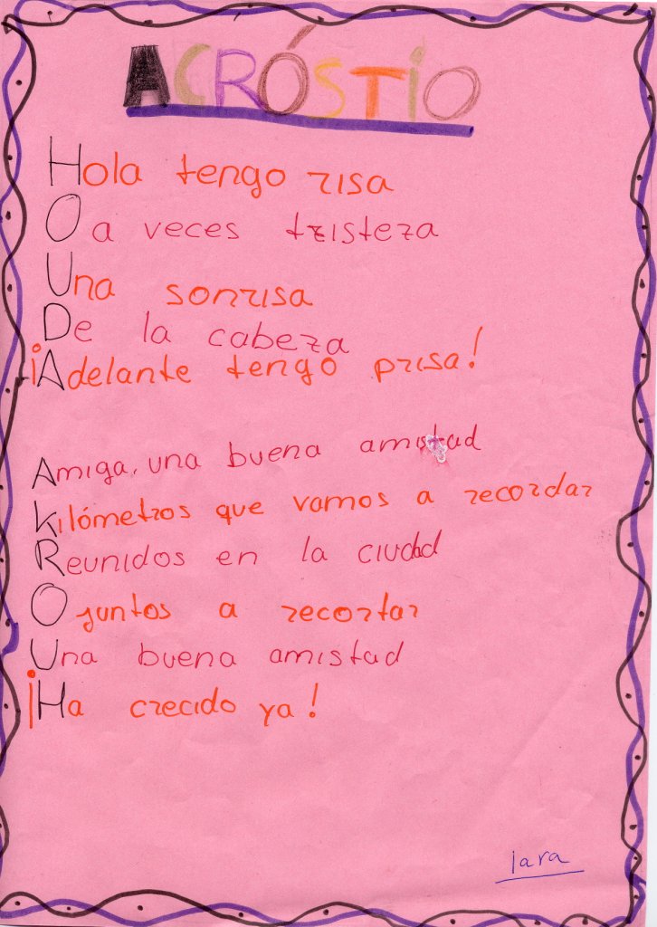bibliovera: Acrósticos de alumnos de 5º B