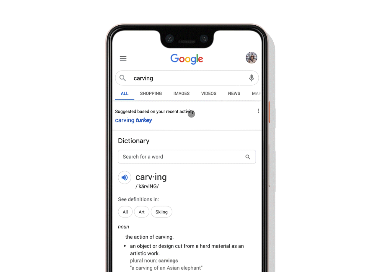 Google can look into your past searches and recommend relevant results
