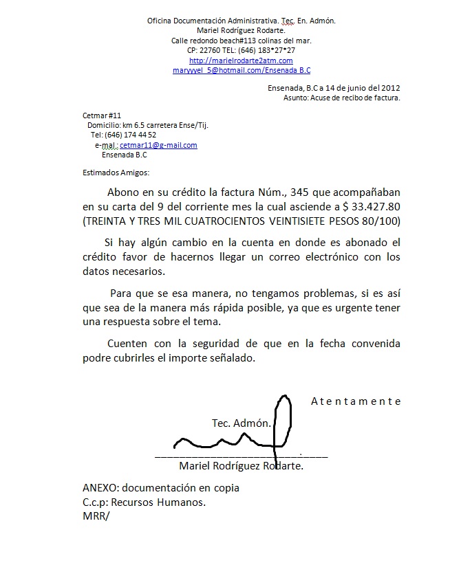 Mariel Rodriguez.: Redaccion de cartas diversas.- DOCUMENTACION ...