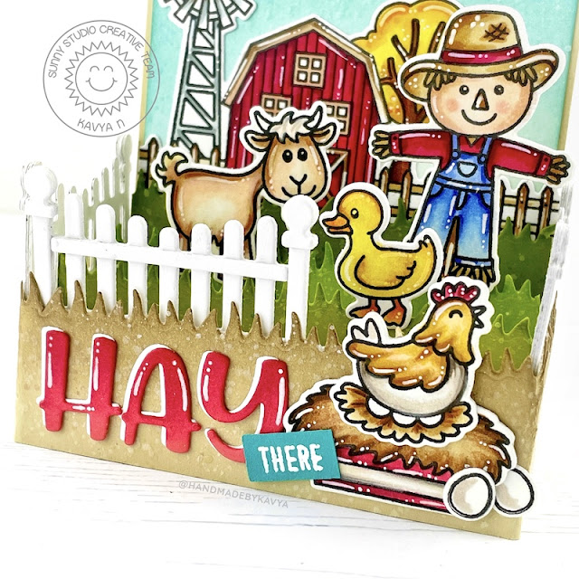 Sunny Studio: Scalloped Fence Focused Cards with Kavya and Isha