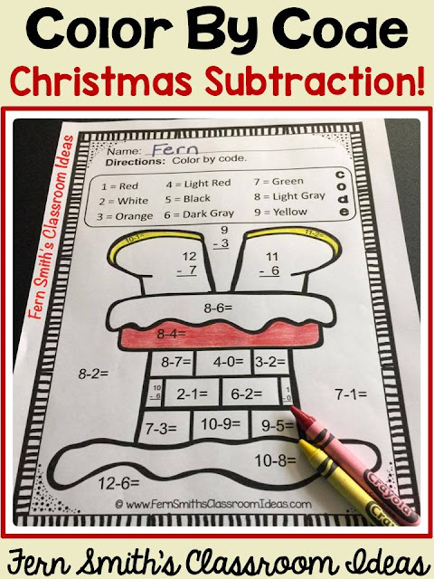 Christmas Color By Number Subtraction Facts For Your Great Students ...