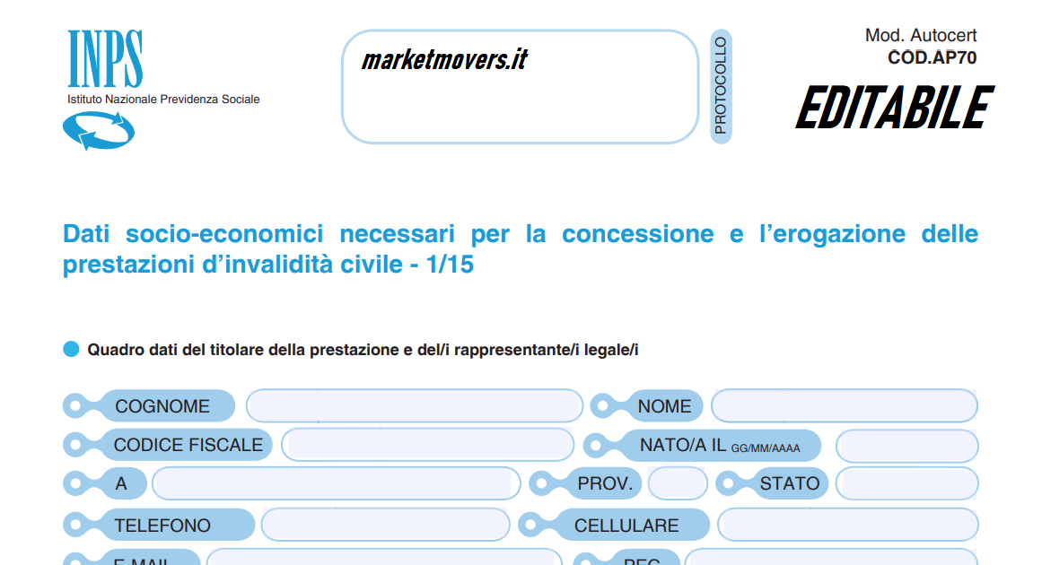 Modello ap70 2021 INPS editabile in pdf