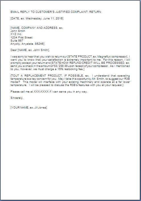 Client Complaint Response Letter sample