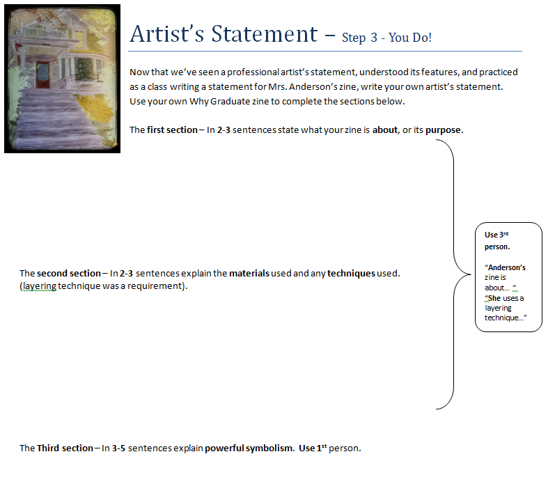 Mrs. Anderson's Class Info.: Artists' Statements