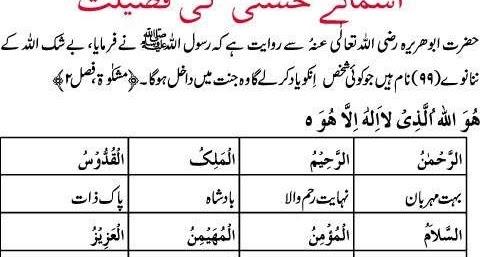 99 names of allah with urdu translation - houseshon