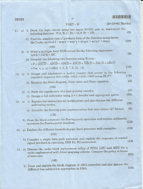 Anna University MC 5101-COMPUTER ORGANIZATION NOVEMBER/DECEMBER 2019 ...