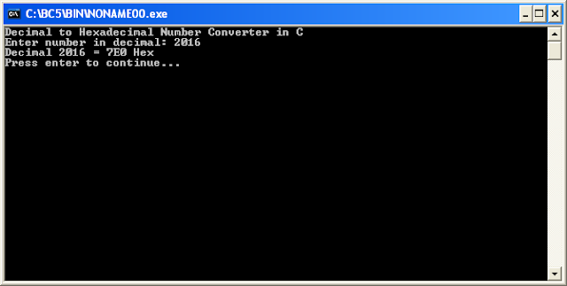 C Program Code Convert Decimal To Hexadecimal C Program Code Convert Decimal To Hexadecimal