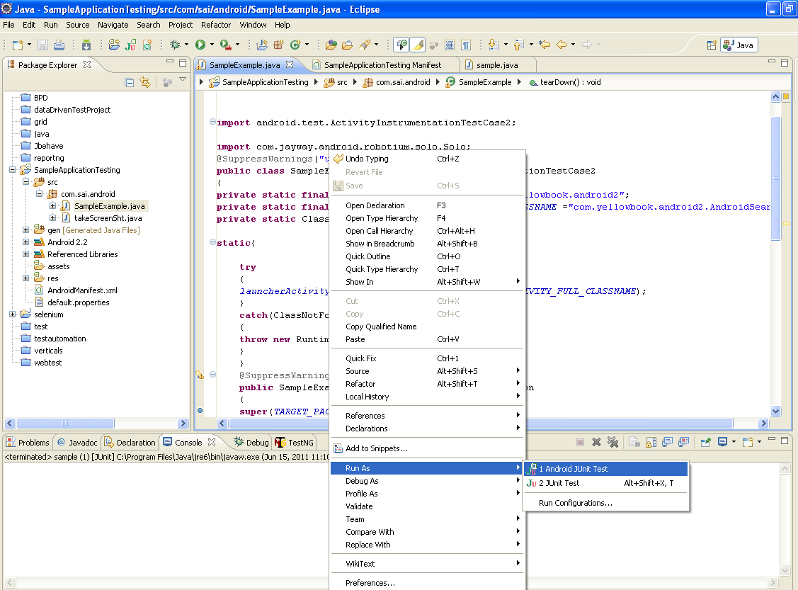 Selenium In You Black Box Testing For Android Using Robotium