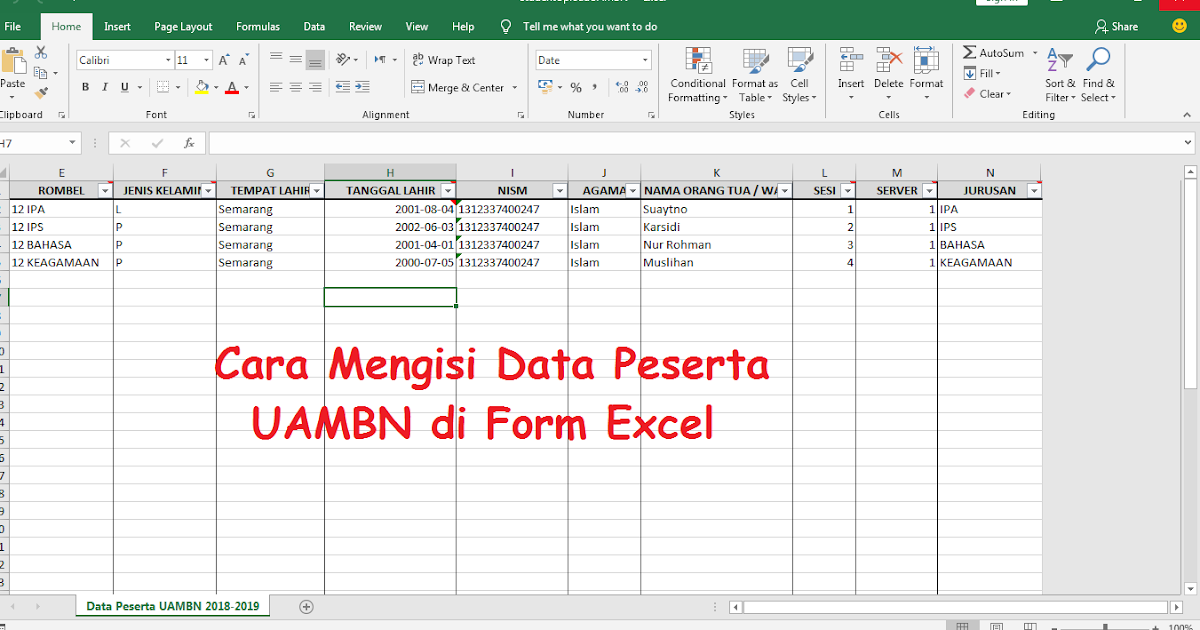 Panduan Input Data Peserta UAMBN di Form Excel yang Benar - Harian Madrasah
