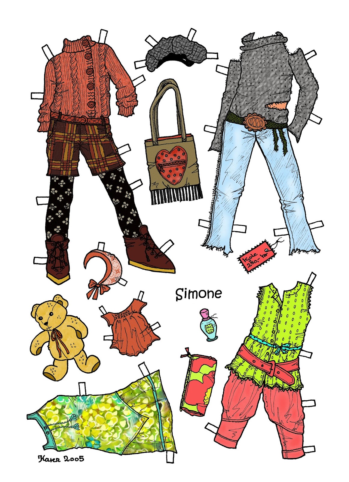 Karen`s Paper Dolls: Simone 1-6 Paper Doll in Colours.Simone 1-6 ...