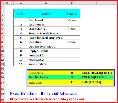 Count Blank Cells - COUNTBLANK Function | Excel Solutions - Basic and ...