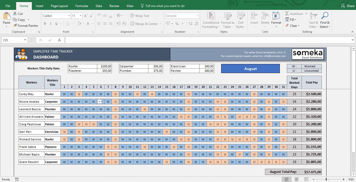 Time Tracking Excel Template Free