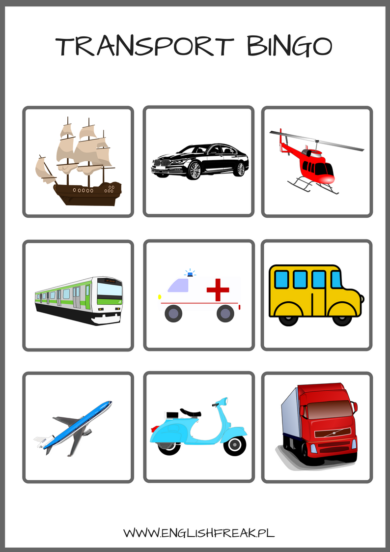 MEANS OF TRANSPORT – MEMORY, BINGO AND DOMINO - English Freak ...