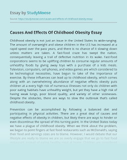 essay examples: childhood obesity essay