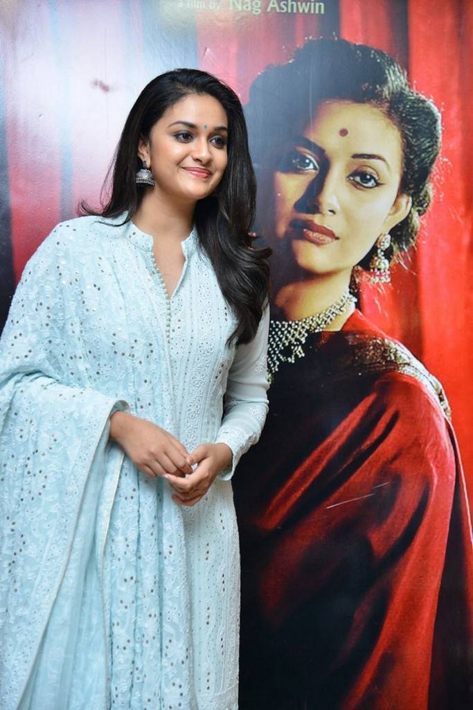 Gorgeous North Indian Model Keerthy Suresh In Blue Dress At Interview ...