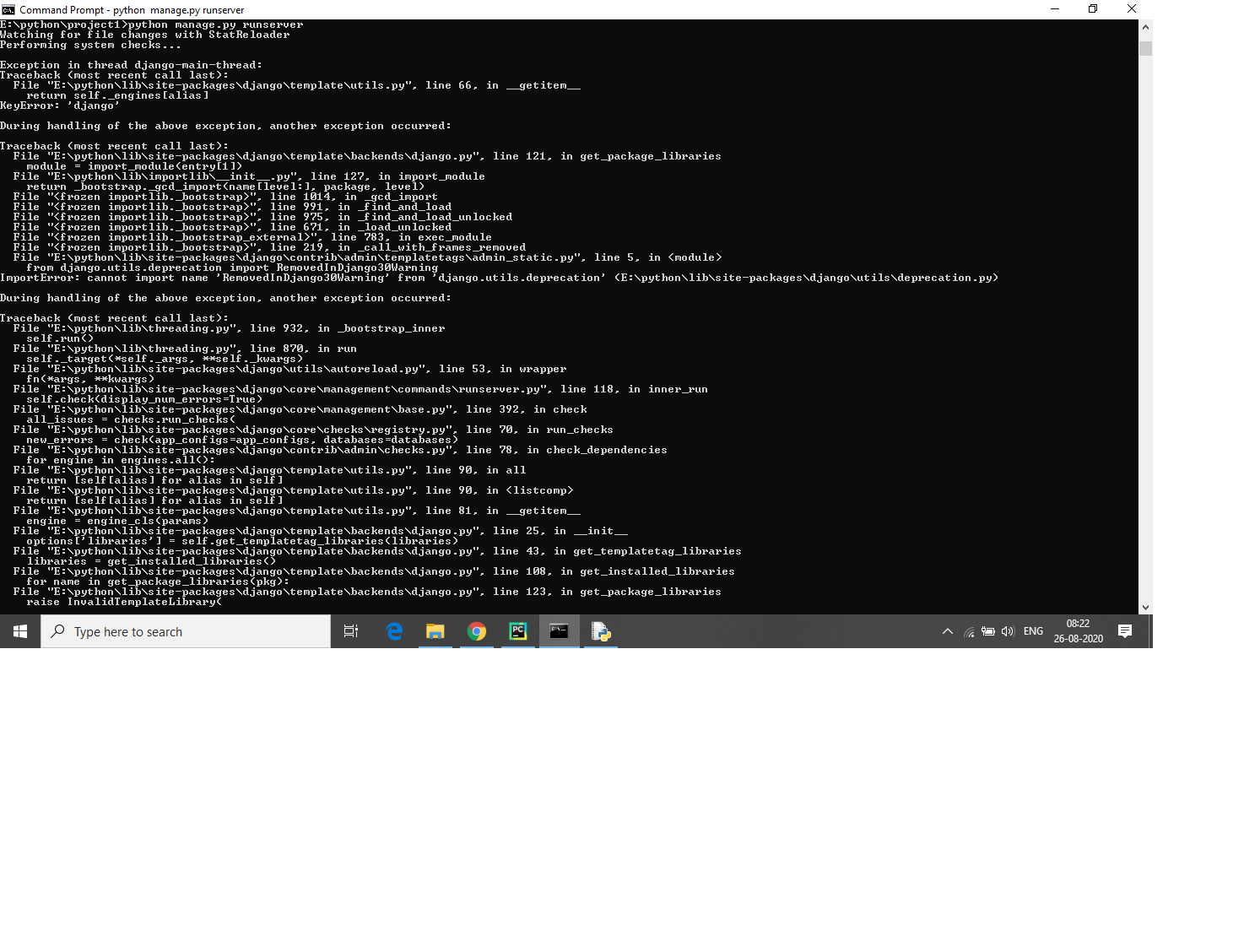 Django Talk Python Manage Py Runserver Error