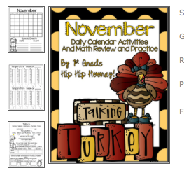 1st Grade Hip Hip Hooray!: November Calendar and Interactive Pages