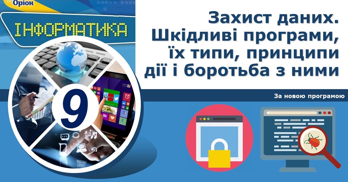 9 клас: Захист даних. Шкідливі програми, їх типи, принципи дії і ...