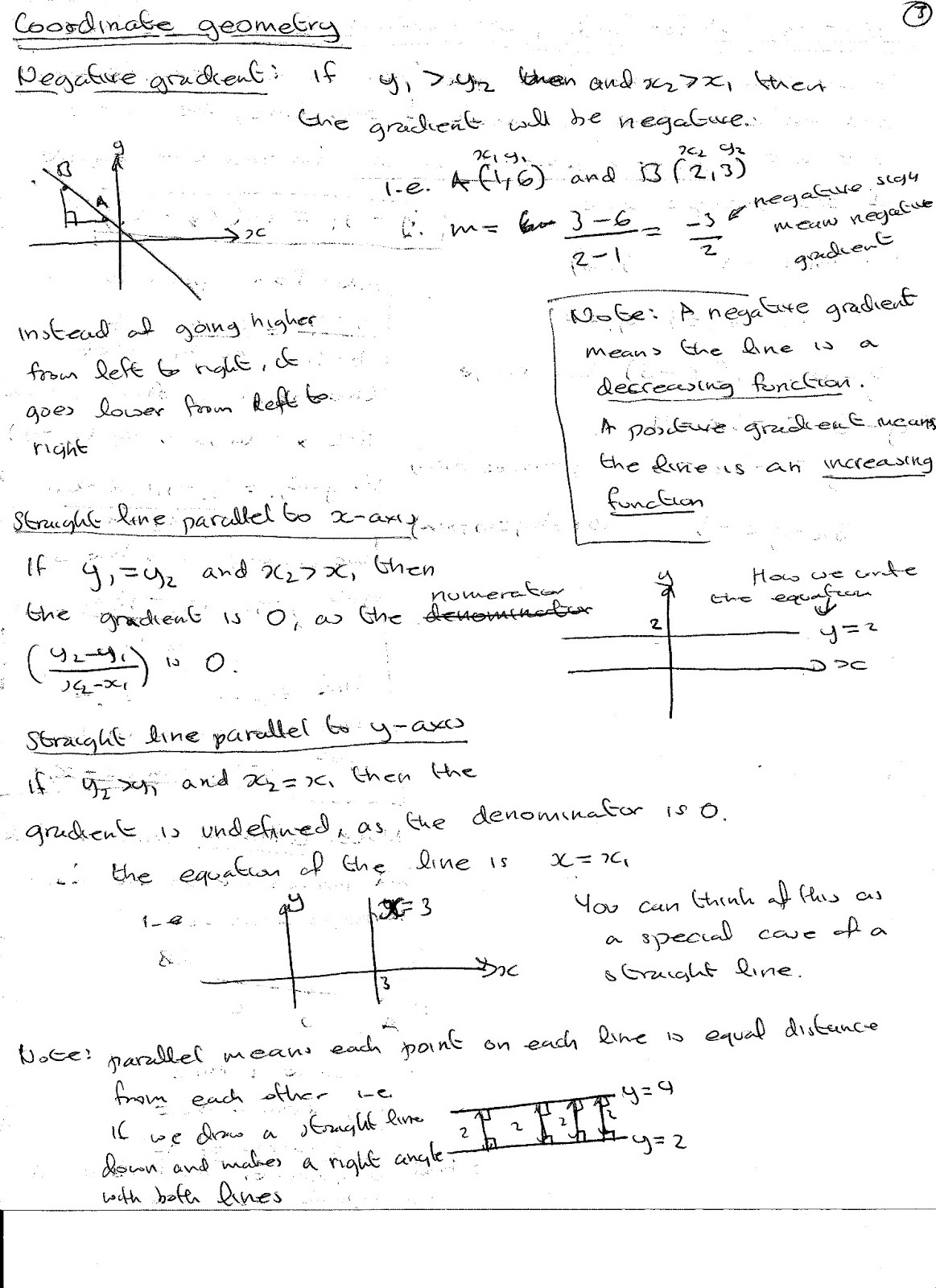 A Level Maths Notes: Coordinate Geometry - Straight Lines and Gradients