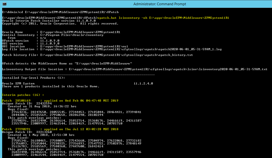 Batch Command/Script to extract Oracle EPM/Hyperion already applied ...