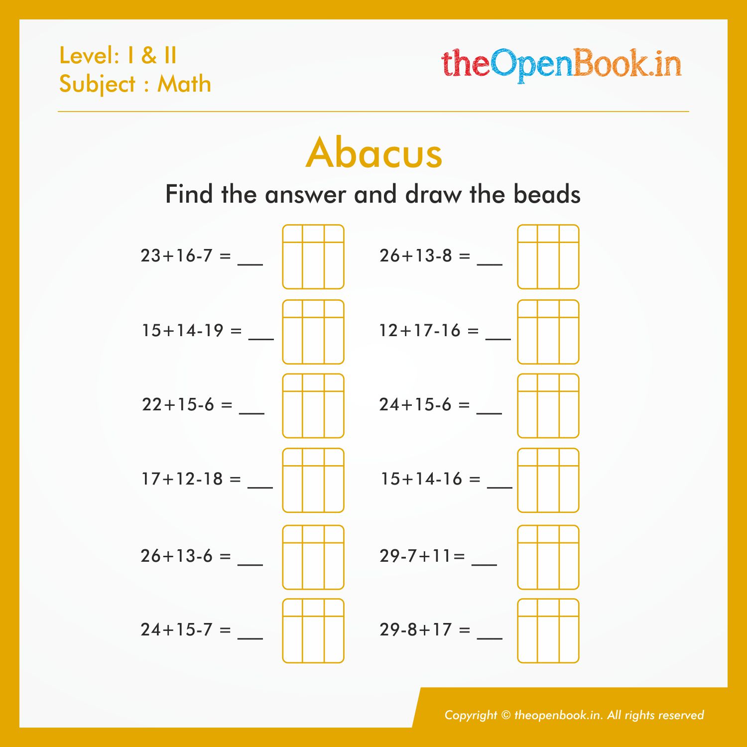 TheOpenBook: math worksheets for kids