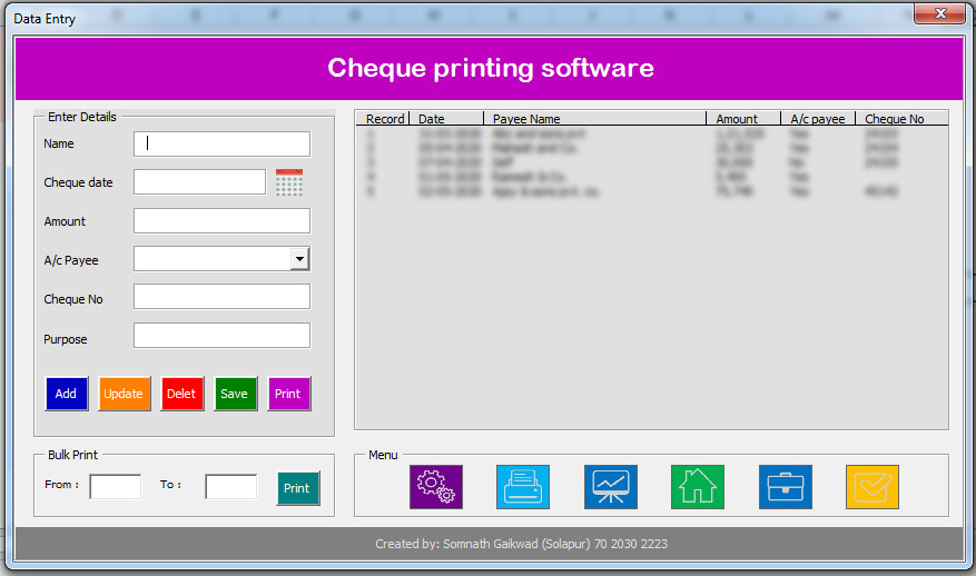 Cheque printing software in excel vba (चेक प्रिटिंग सॉप्‍टवेअर ...