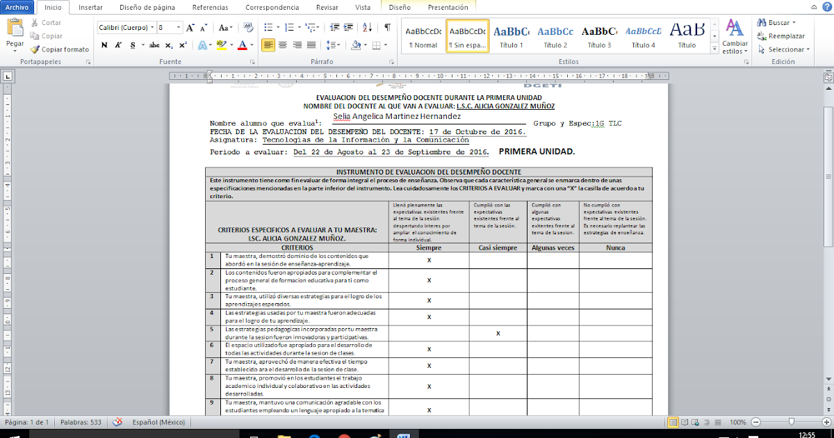 ACTIVIDADES DE LA CLASE DE TIC: EVALUACION DEL DESEMPENO DOCENTE TIC 2016 ACTIVIDADES DE LA CLASE DE TIC: EVALUACION DEL DESEMPENO DOCENTE TIC 2016