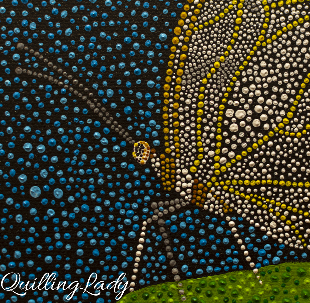 Quilling Lady: White butterfly - pointillism