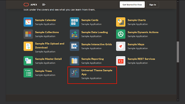 Galería de aplicaciones Oracle APEX
