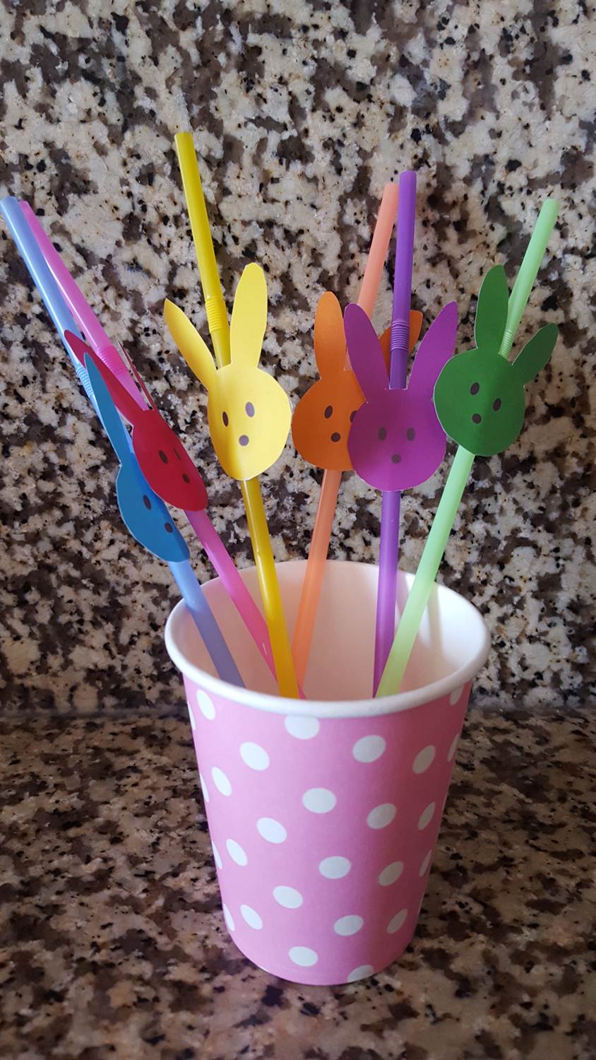 Bunny decorated straws for Easter |Keeping it Real