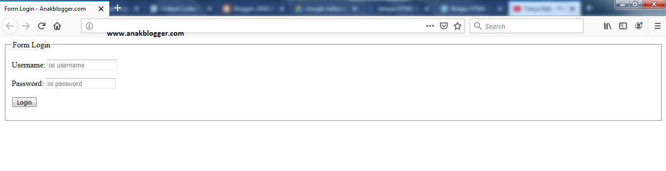 [Belajar HTML] : Membuat Form Login Pada HTML - ANAKBLOGGER.COM