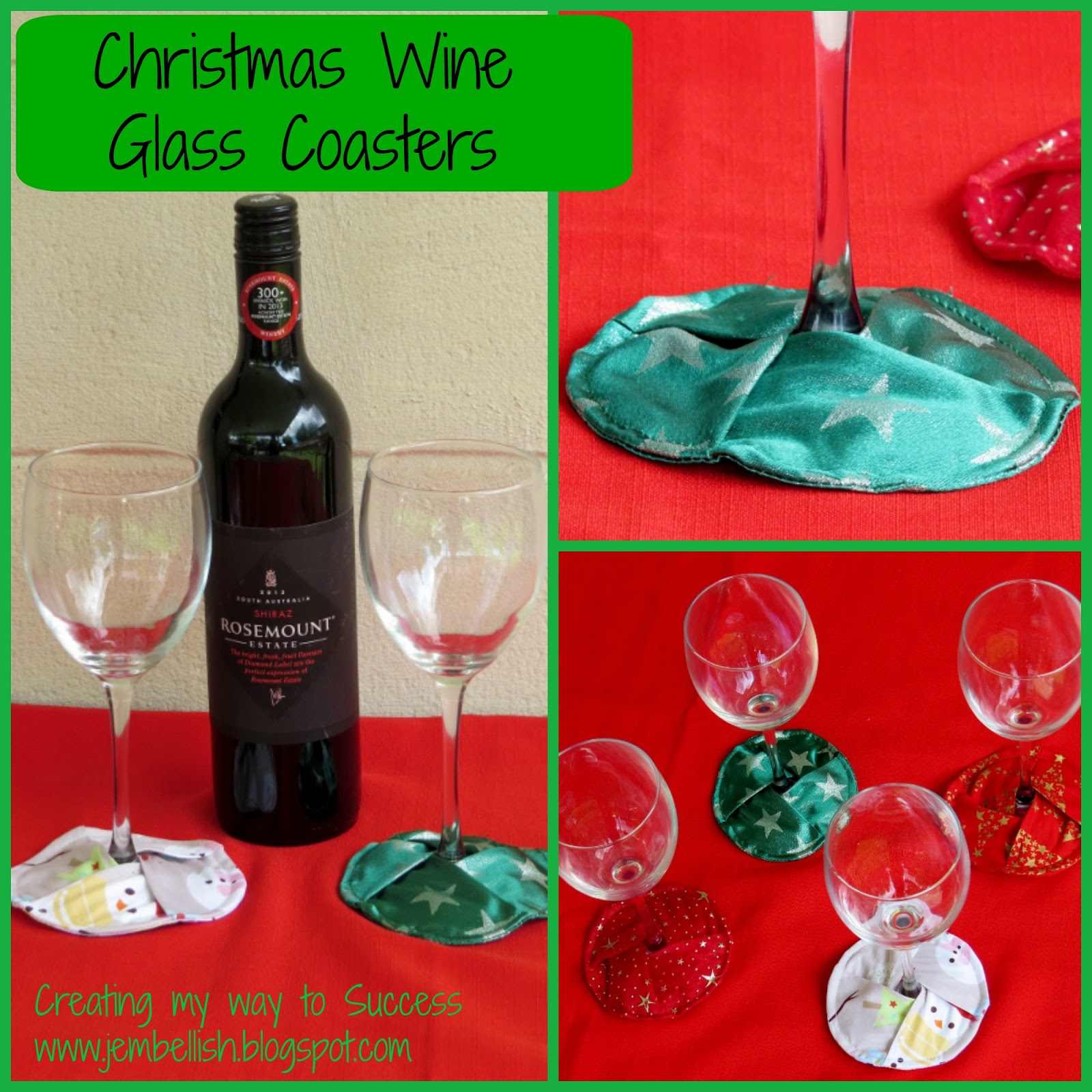 Creating My Way To Success Christmas Wine Glass Coasters