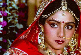 Sridevi: Sridevi as a bride: Woman in Red