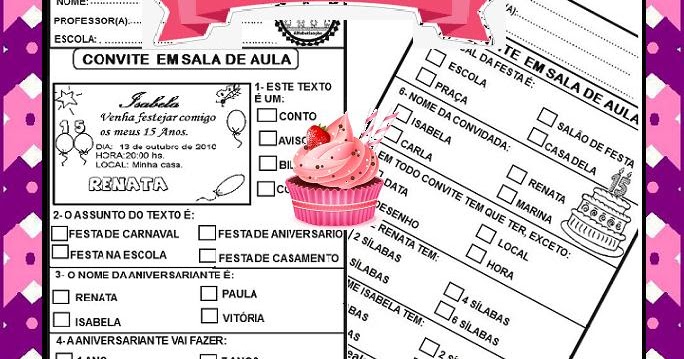 GÊNERO TEXTUAL CONVITE - ATIVIDADES PARA ALFABETIZAÇÃO - Mistura de Alegria