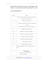 OBJECT ORIENTED PROGRAMMING LAB MANUAL - (All Experiments) - CSE - 3rd ...