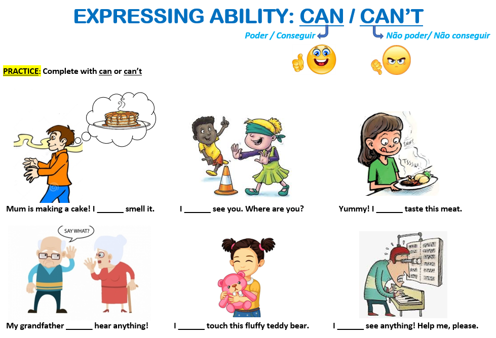 English Corner: Five senses - Can/Can't