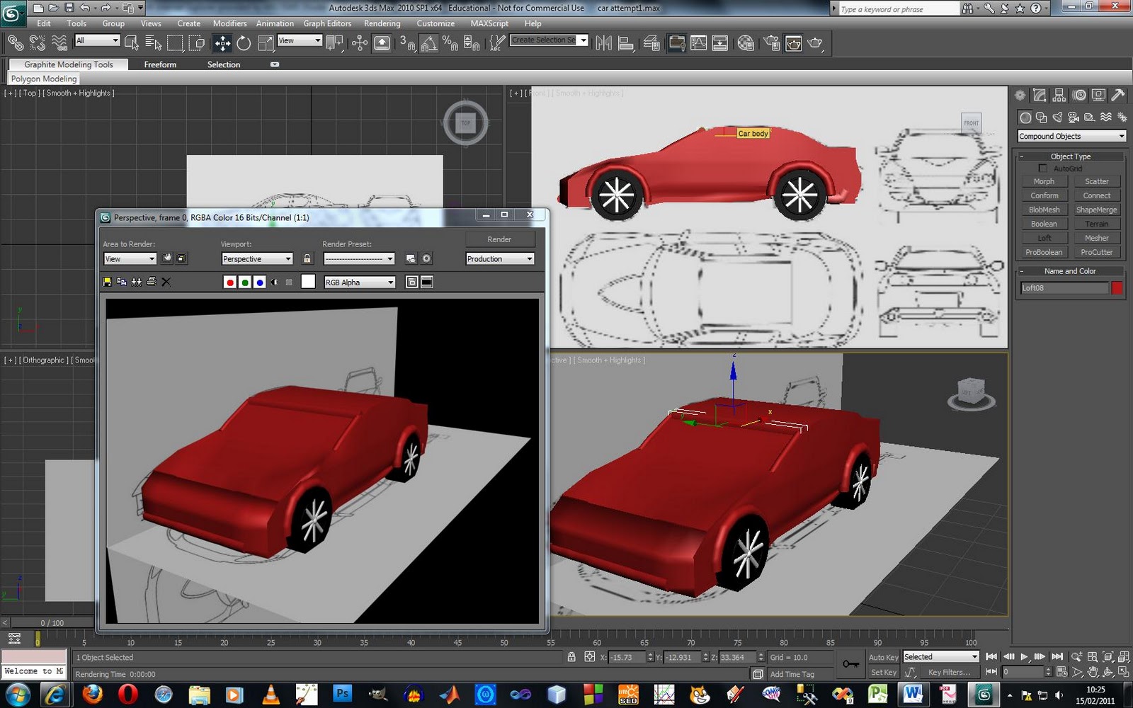 3D Modelling & Animation: Adding details to Model 1: Car