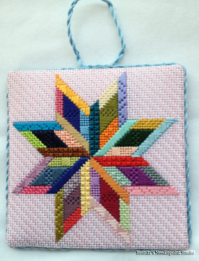 Brenda's Needlepoint Studio: Stash Star Ornaments - Multi and Green & Red