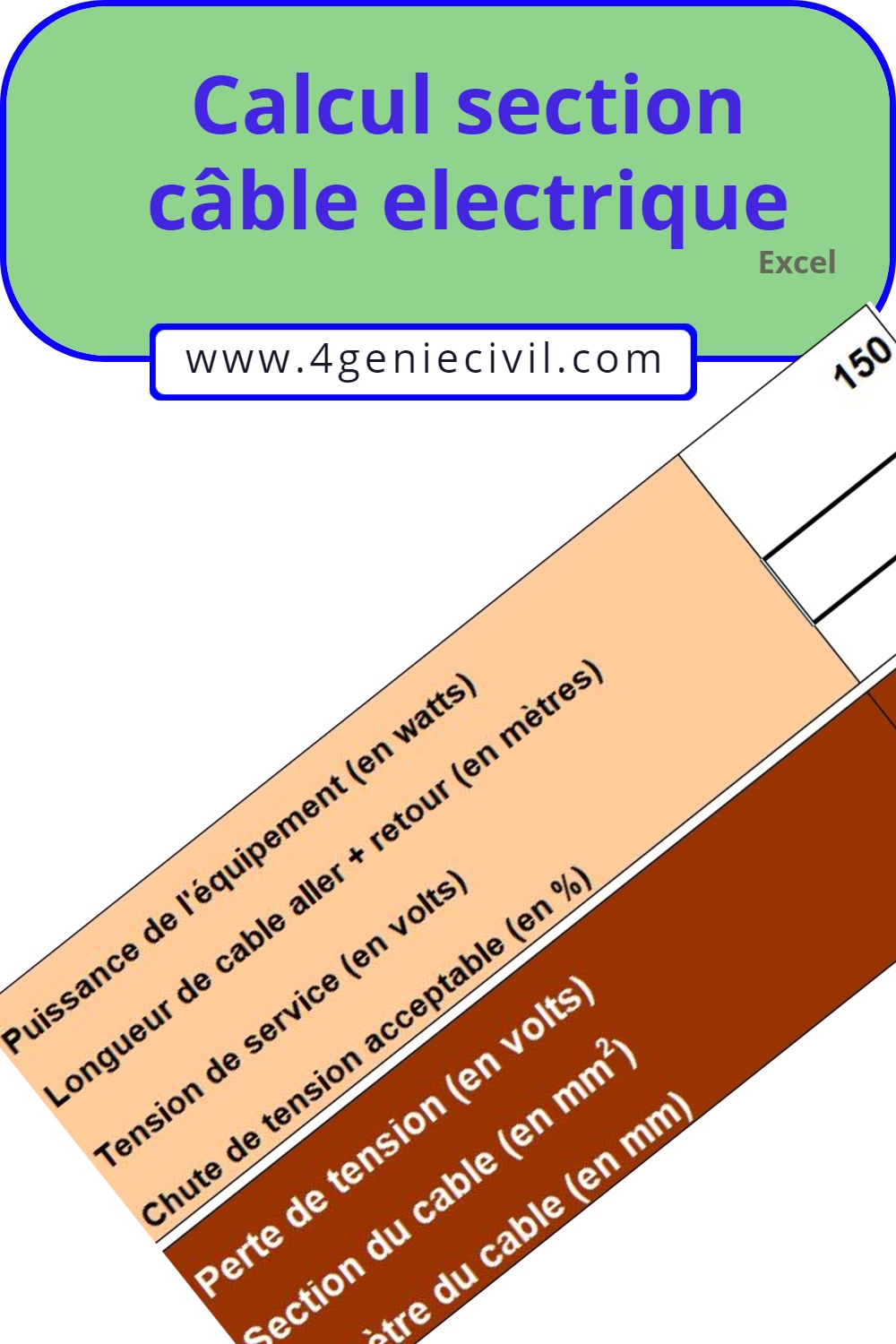 Excel de calcul de section de câble électrique
