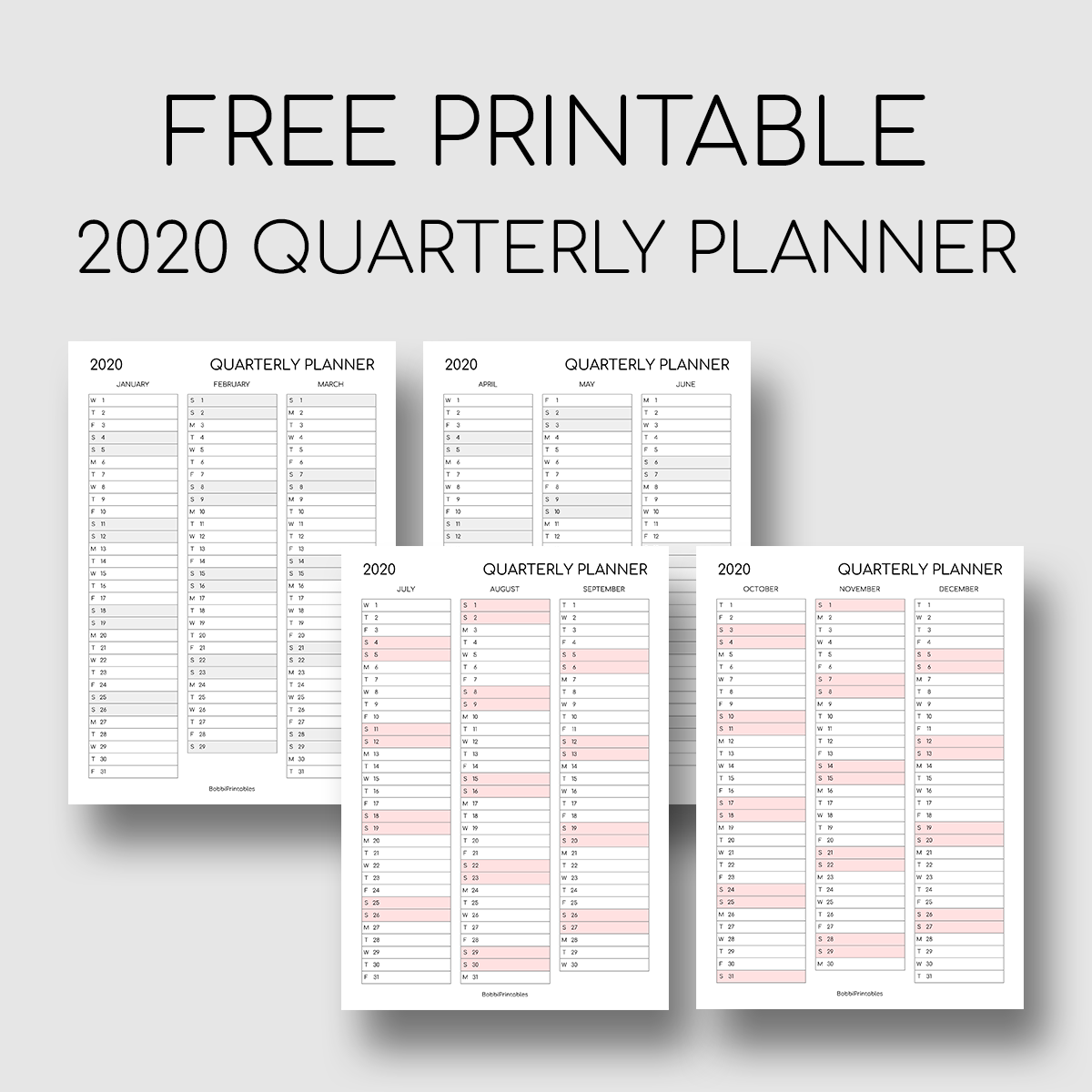 Printable 2020 Quarterly Planner