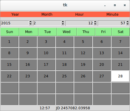 Widget Calendario con Tkinter - Tkinter Calendar Widget