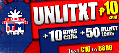TM Combo10: 1-day Unlimited Texts and 10-minutes Call to all TM/Globe ...