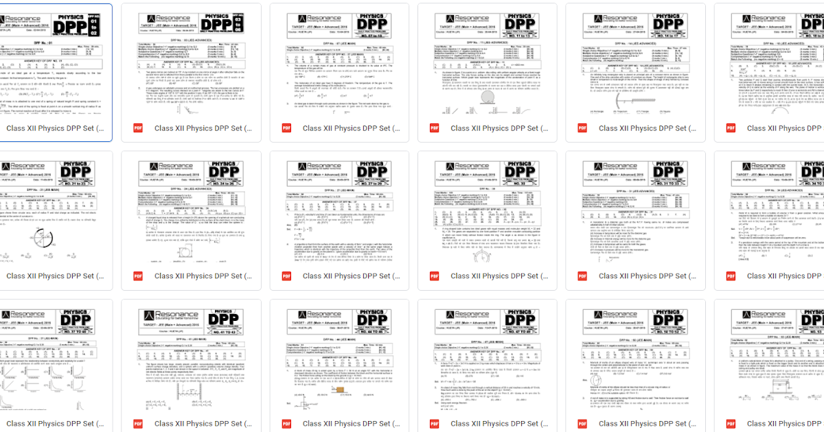 Download Resonance JP Class 12 Physics DPPs PDF